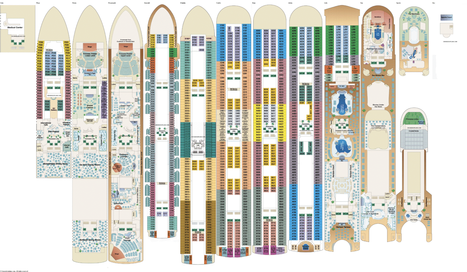 Grand Princess Ship Guide, Deck Plans & Photos